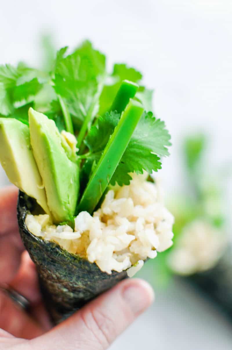 Hand-Rolled Vegan Sushi (Temaki) - This Healthy Table