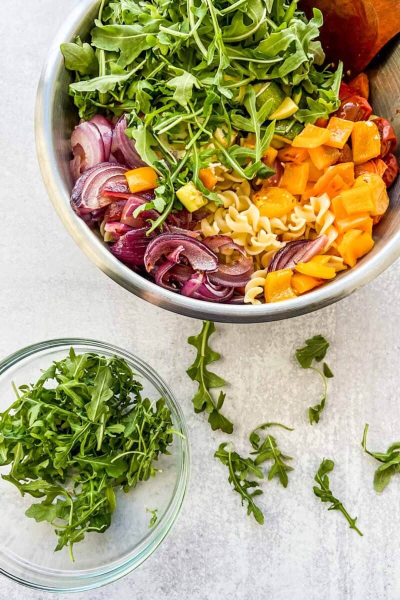 Roasted Veggie Pasta with Feta - This Healthy Table