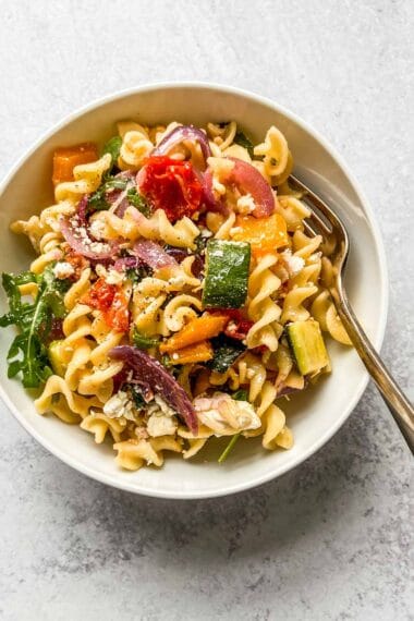 Roasted Veggie Pasta with Feta - This Healthy Table