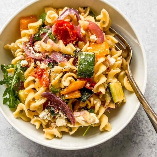 Roasted Veggie Pasta with Feta - This Healthy Table
