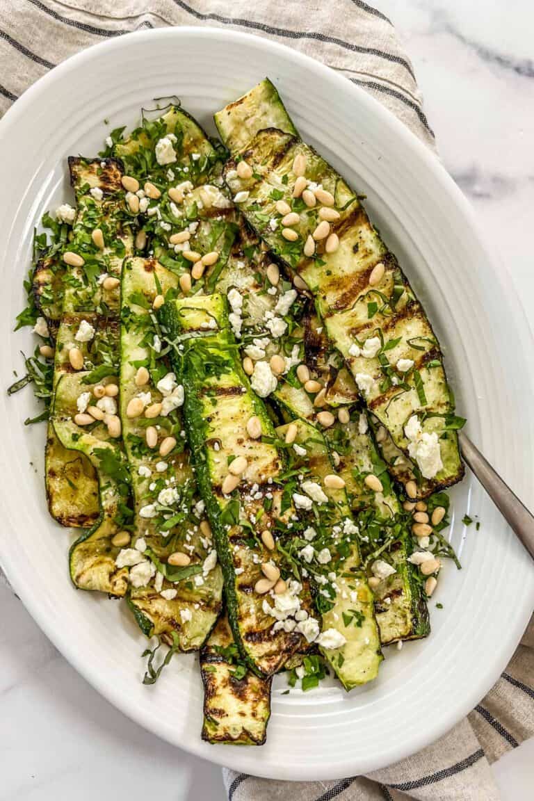 Grilled Zucchini with Feta & Pine Nuts - This Healthy Table