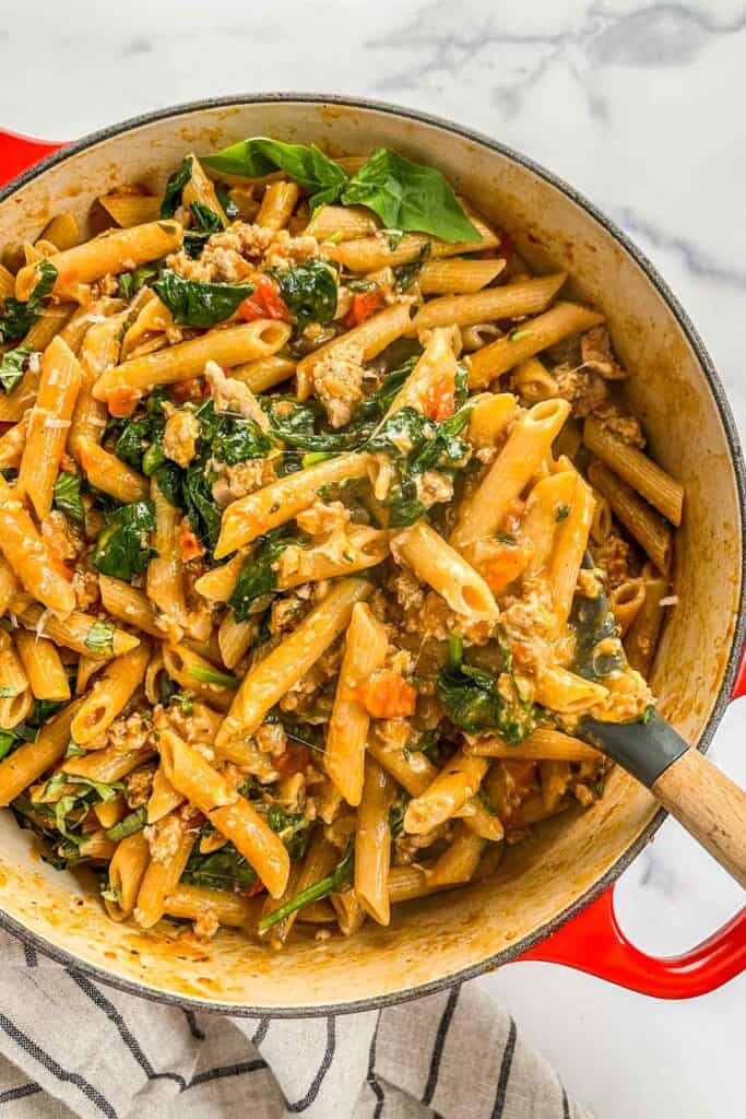 One Pot Ground Turkey Pasta Recipe - This Healthy Table