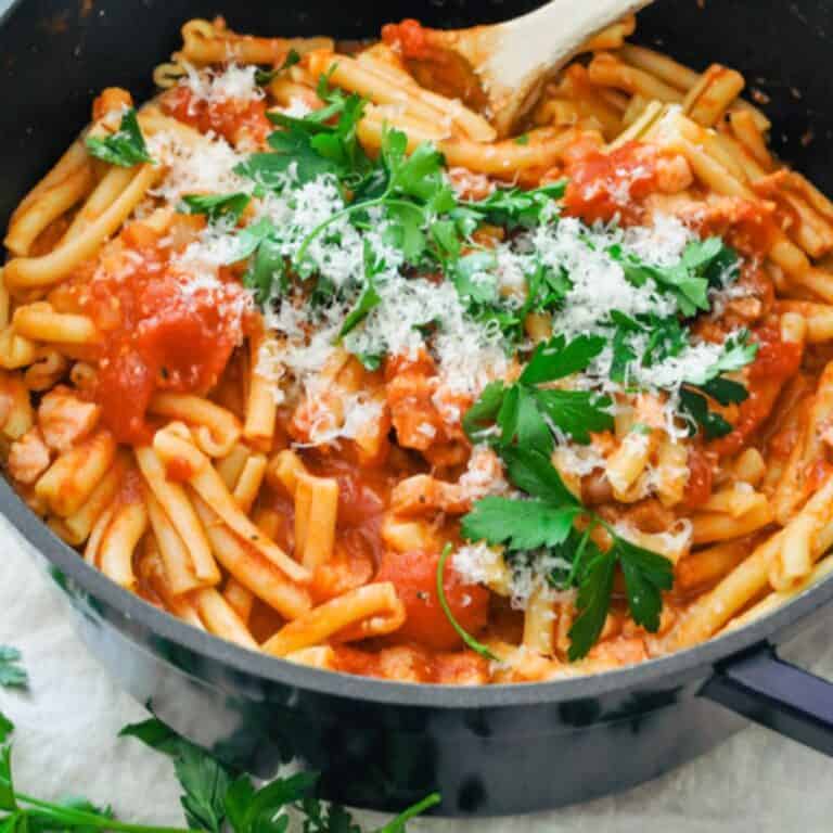 Pasta with Pancetta Tomato Sauce - This Healthy Table