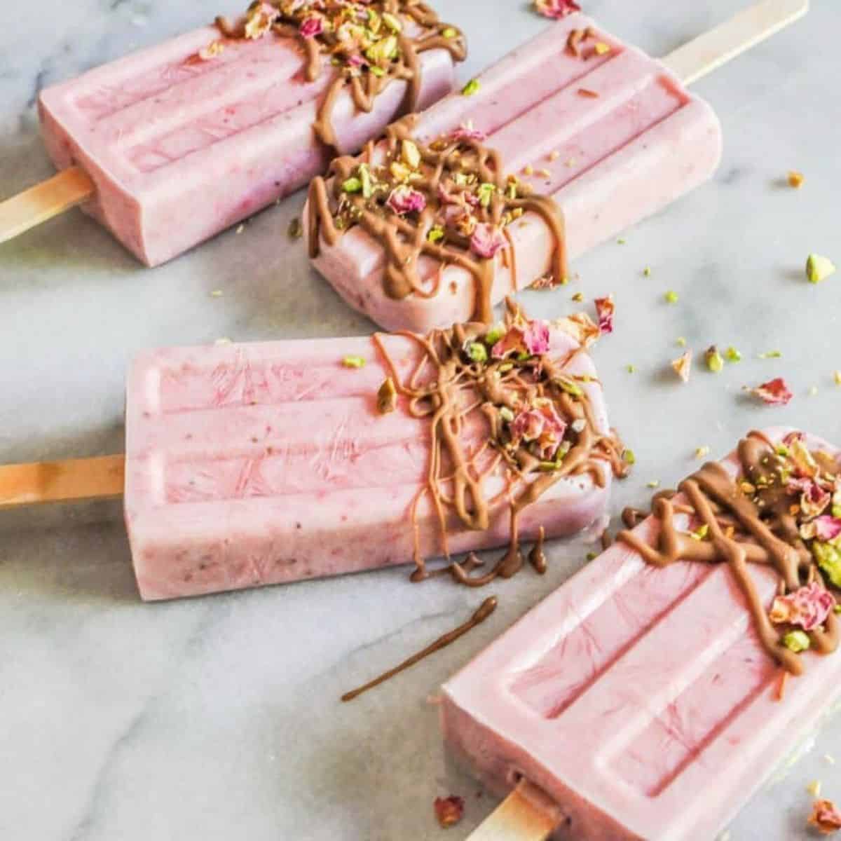 Strawberry Rose Coconut Milk Popsicles - This Healthy Table