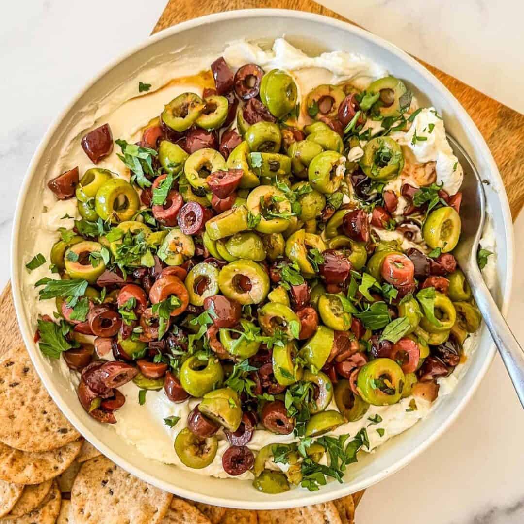 Warm Olive Ricotta Dip - This Healthy Table
