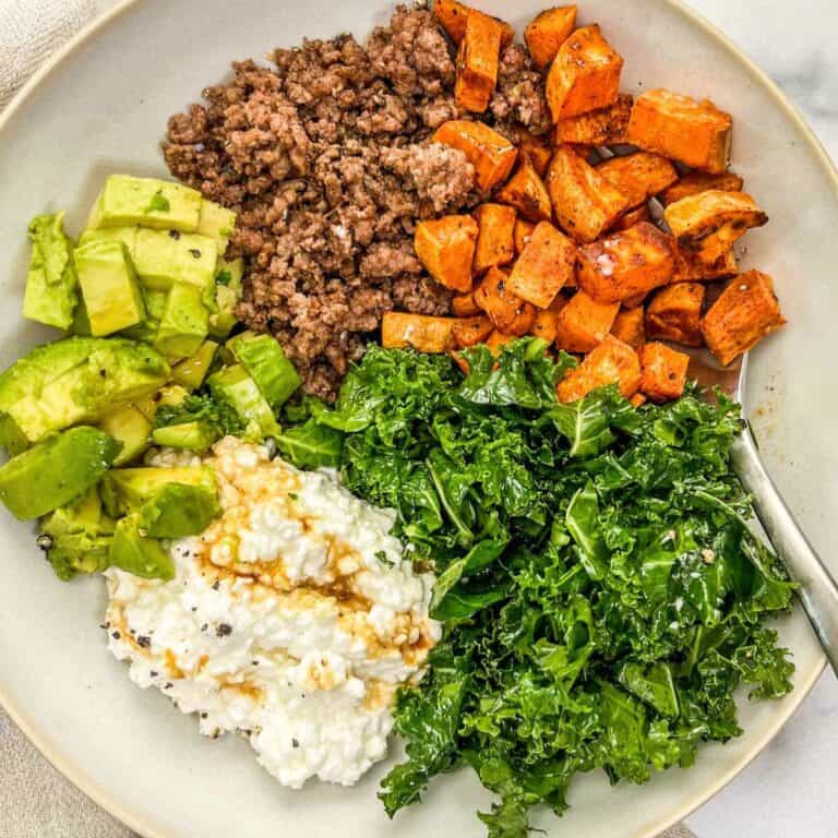 Cottage Cheese Sweet Potato Beef Bowl - This Healthy Table
