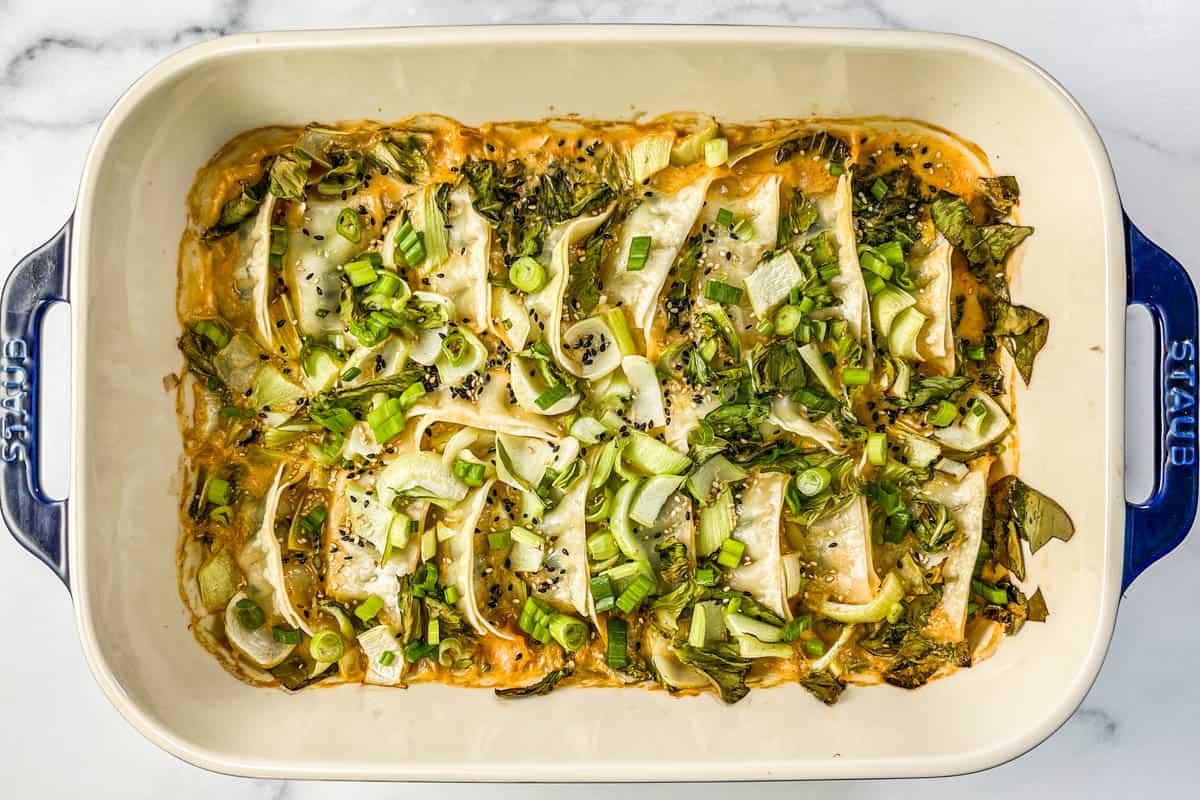 One Pan Dumpling Bake - This Healthy Table