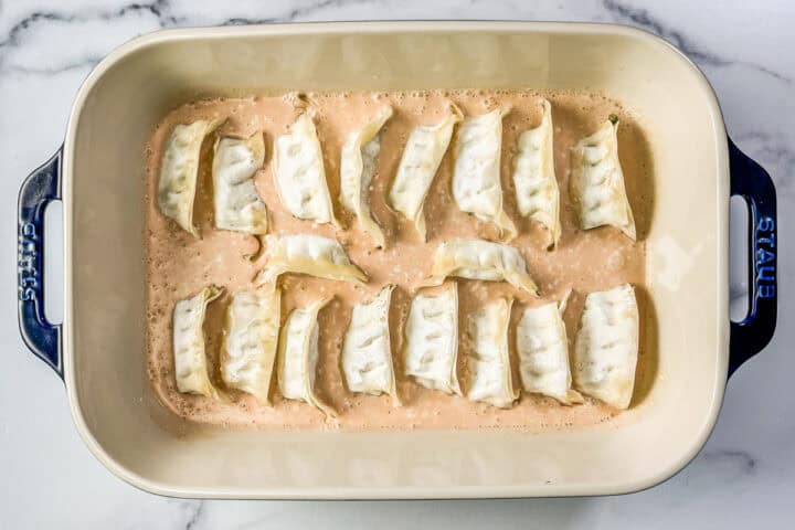 One Pan Dumpling Bake - This Healthy Table