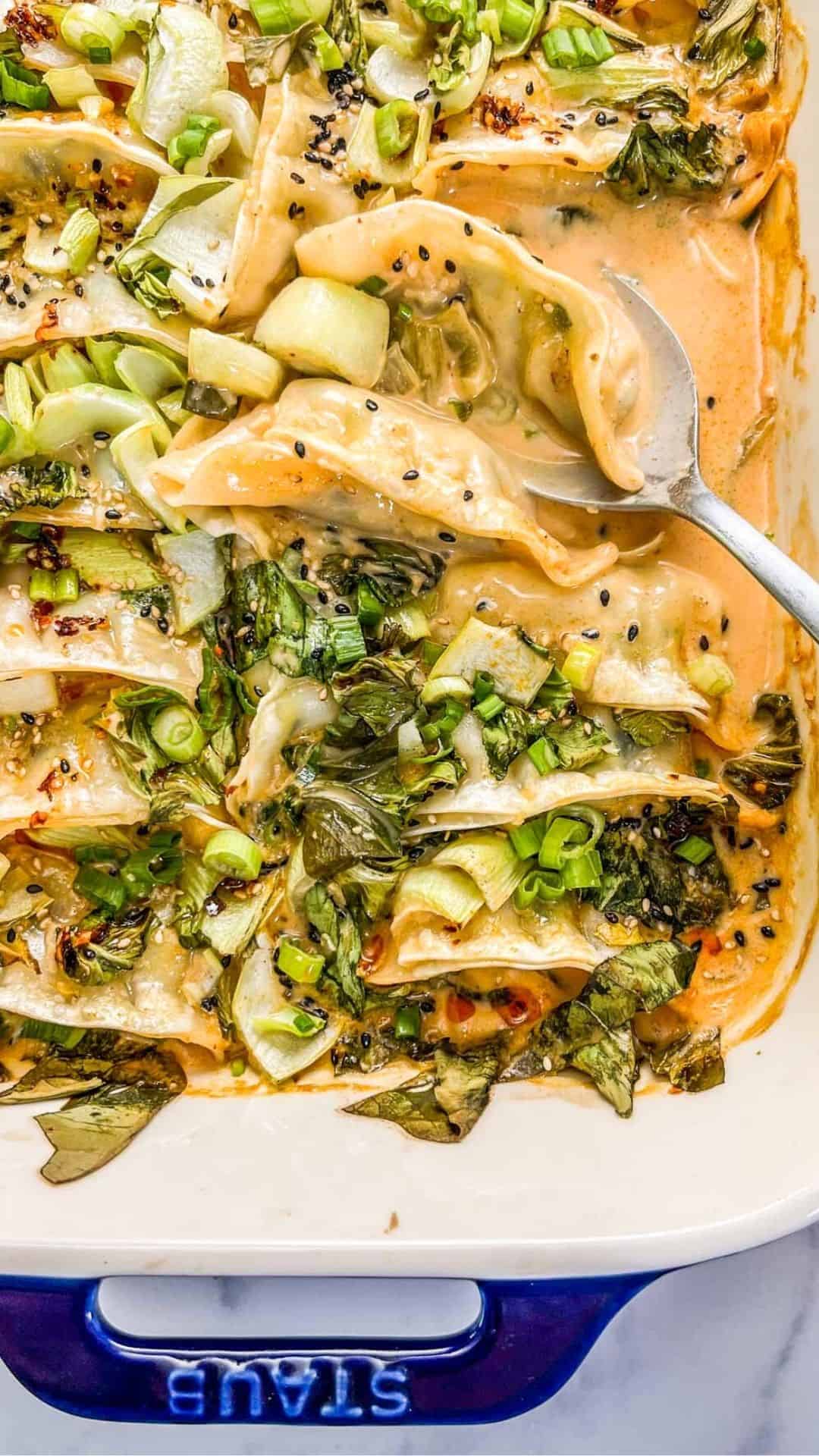 One Pan Dumpling Bake - This Healthy Table
