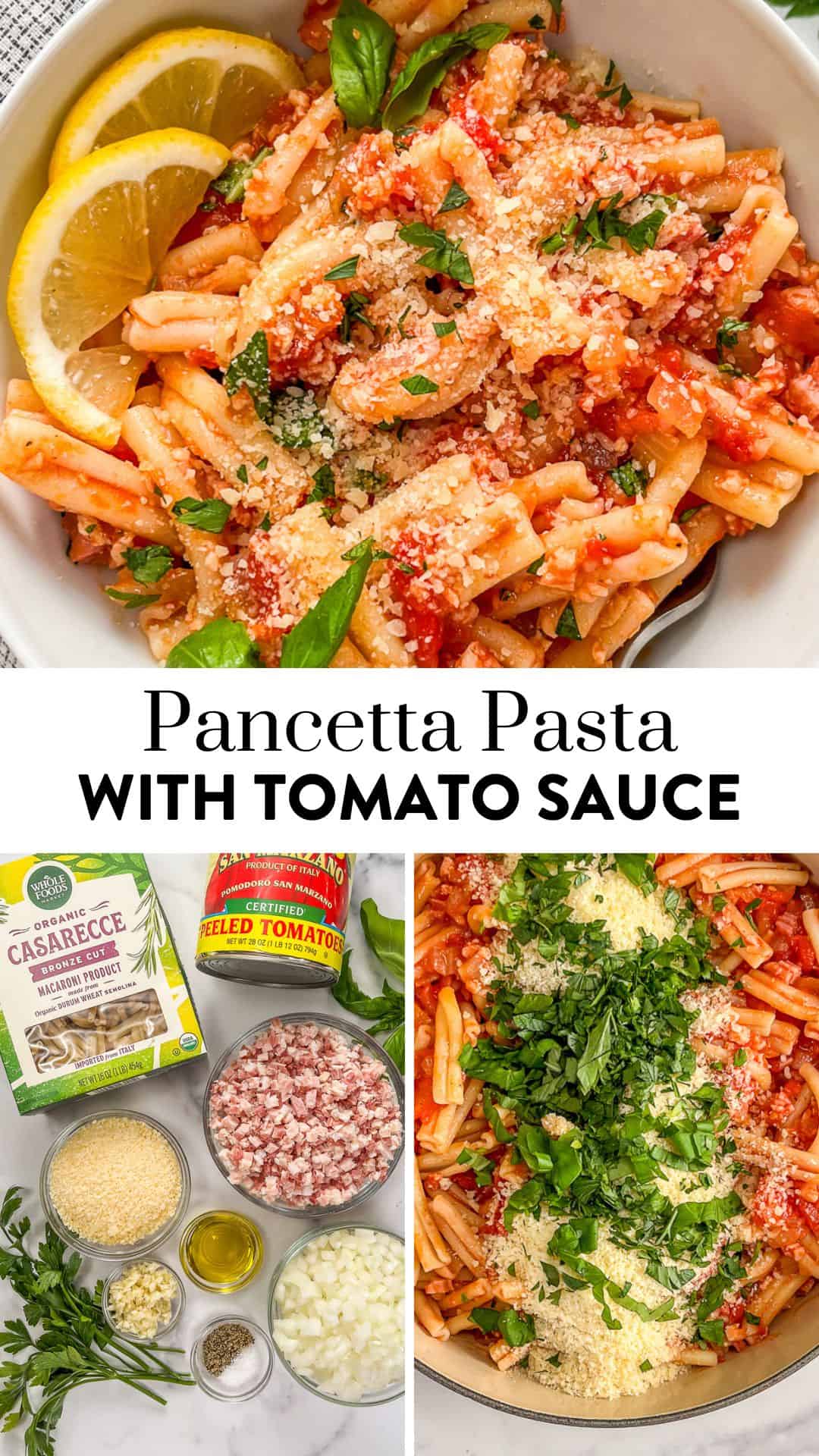 Pancetta Pasta with Tomato Sauce - This Healthy Table