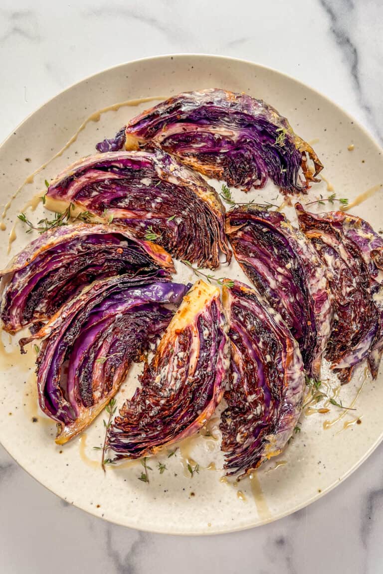 Miso Tahini Roasted Red Cabbage Recipe - This Healthy Table