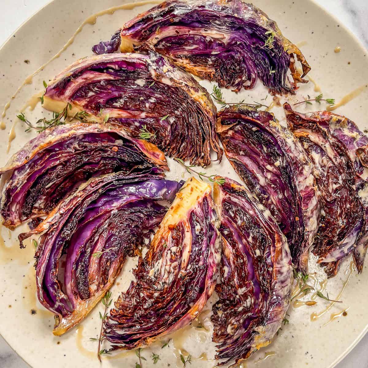 Miso Tahini Roasted Red Cabbage Recipe - This Healthy Table